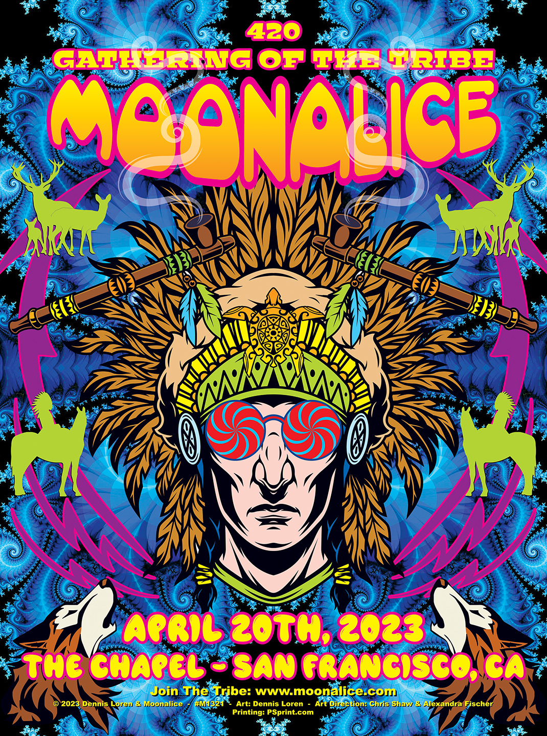 Moonalice 4/20/23 The Chapel, San Francisco, CA poster by Dennis Loren ...